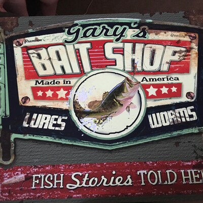 Vintage Fishing Sign FREE Personalization - Etsy