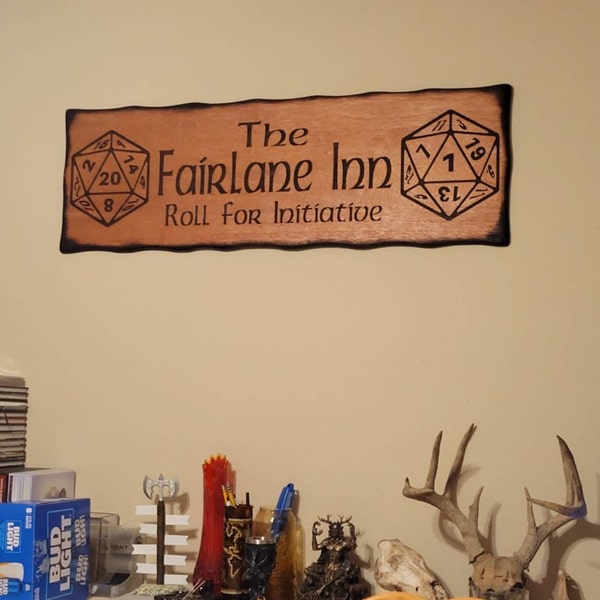 Personalized Rustic Dnd Wood Sign - Dungeons and Dragons - Roll for ...