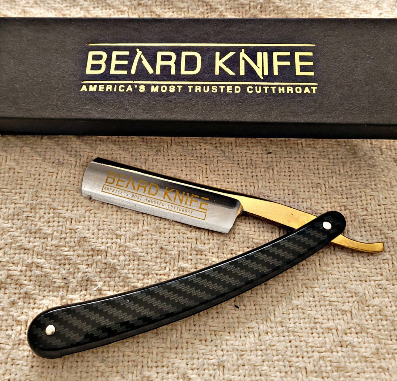 Beard Knife Straight Razor 13/16 Round Point Carbon Fiber abs scales ...
