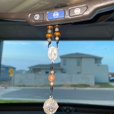 Wooden Auto Car Decade Rosary With Saint Benedict - Etsy