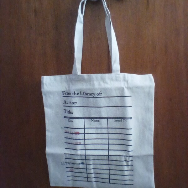 Library Card Tote Bag. Library Card With Day Due Stamps Handbag. Book ...