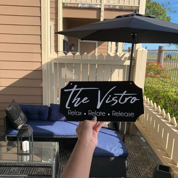 Custom Hanging Sign- Personalized Black Metal Sign With Hanging Rod ...