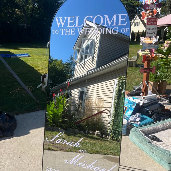 Personalized Wedding Welcome Sign Vinyl Decal: Mirror, Acrylic - Etsy