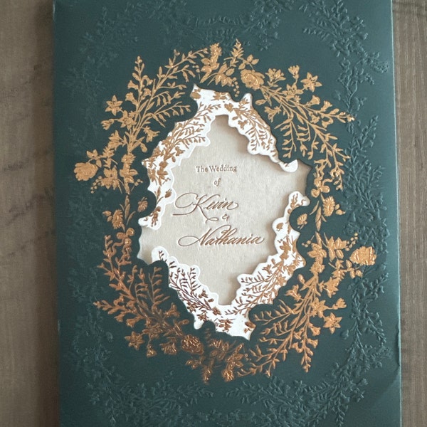 Letterpress Wedding Invitation - Black Letterpress, Gold Foil, Blind ...