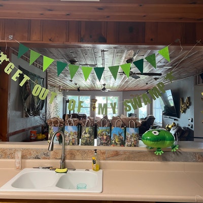 Get Out of My Swamp Banner Shrek Theme Birthday, Shrek Party Banner ...