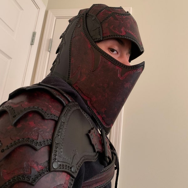 Leather Armor, Fantasy Breastplate LARP Cosplay Renaissance Red Black ...