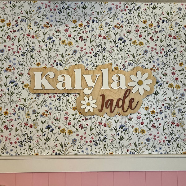 Daisy Name Sign, Nursery Name Sign, Daisy Nursery Decor, Name Sign for ...