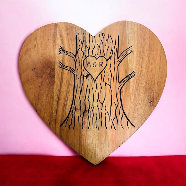 Personalized Tree Wood Carving SVG | Digital Valentine’s, Birthday ...