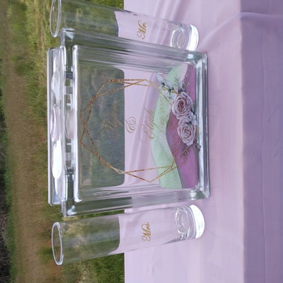 Unity Sand Wedding Vase Ceremony Kit Featuring a Gold Geometric Frame ...