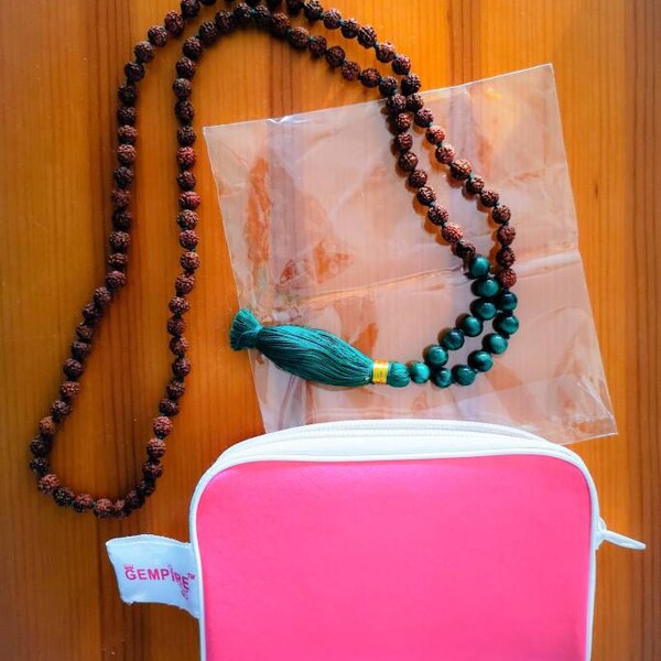Malachite Mala Necklace 108 Rudraksha Mala Knotted, 108 Prayer Beads ...