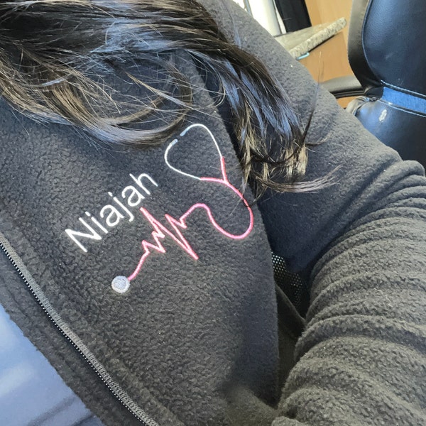 Monogrammed Nurse Full Zippered Midweight Fleece Nurse Fleece Jacket ...