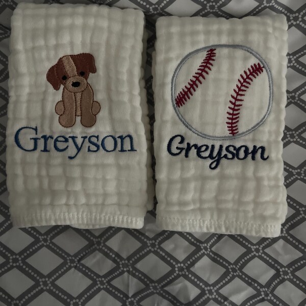 Fishing Personalized Baby Burp Cloths, Monogram, Embroidered, Baby Girl ...