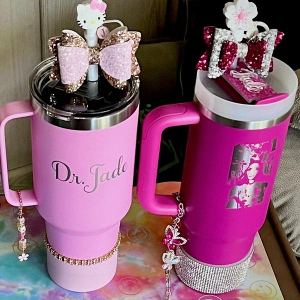 Fuschia & Light Pink Glitter Straw Bow | Straw Bow Topper | Straw Bow ...