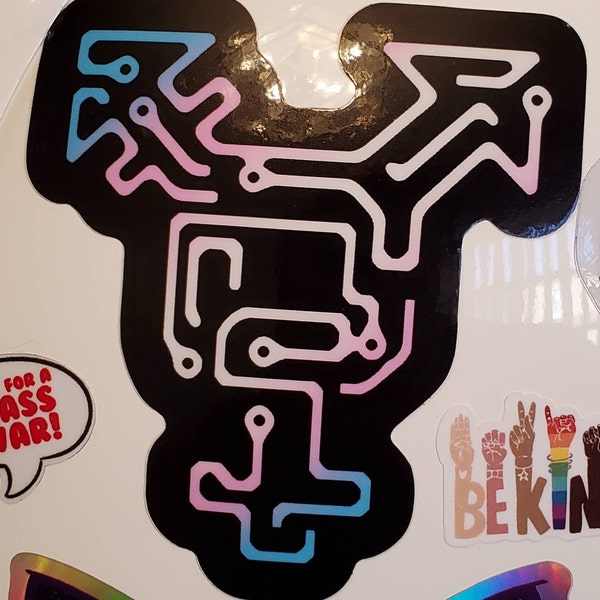 Trans Cyborg Sticker - Circuit Board Transgender Geek Nerd Programmer ...