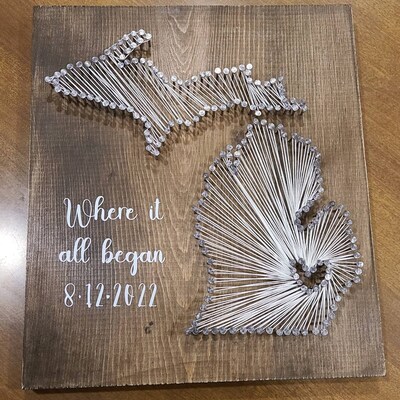 DIY Michigan String Art Kit, State String Art Kit, Michigan Nail Art ...