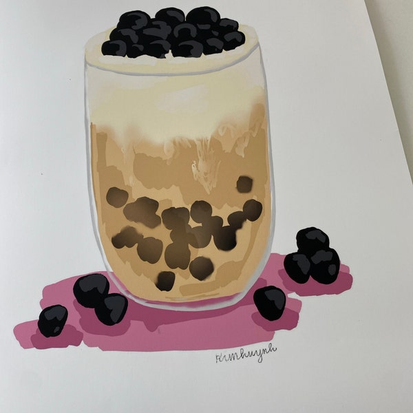 Taro Boba Milk Tea - Matte Poster | Wall Art | Living Room Kitchen ...