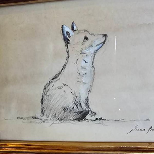 Original, NOT A PRINT - Fox Art, Fox Charcoal Sketch, Minimalist Fox ...