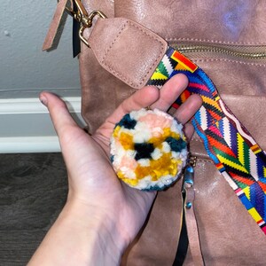 Floral Pom Pom Keychain Two Sizes Customizable Bulk Pom - Etsy