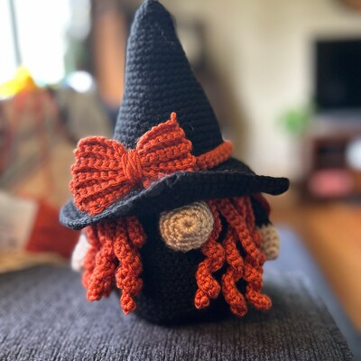 Halloween Crochet Patterns Gnome Witch With Broom and Crochet Pumpkin ...