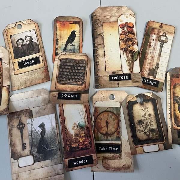 AWESOME ASSEMBLAGE, Little Layered Tags, Journal/scrapbooking Digital ...
