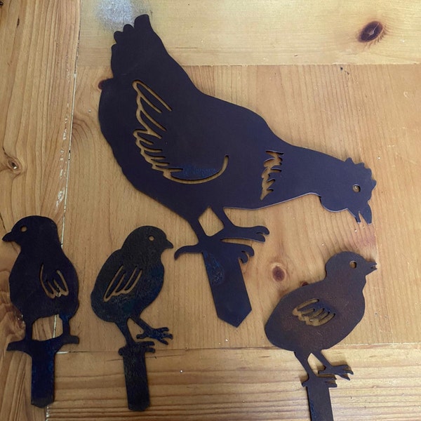 Rusty Metal Chicken & Easter Chicks / Easter Gift / Easter Chicken ...