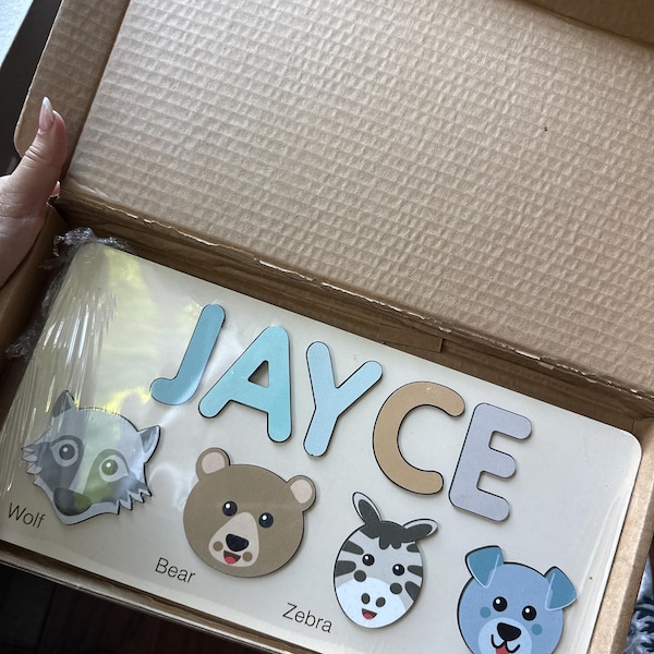 Animals Puzzle With Custom Baby Name, Personalized Name Puzzle, Zuzu ...