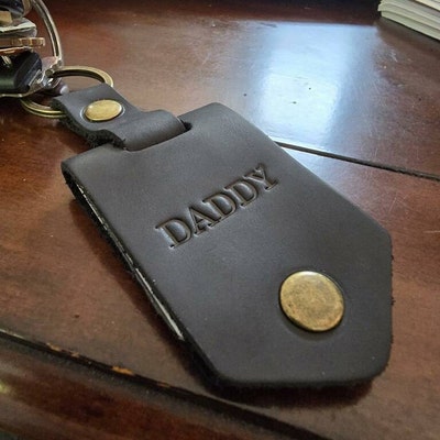 First Time Dad Gift, Leather Keychain Personalized With Photo and Name ...
