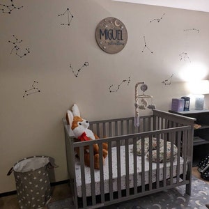 Moon and Stars Nursery Sign, Custom Baby Name Sign, Space Theme Nursery ...