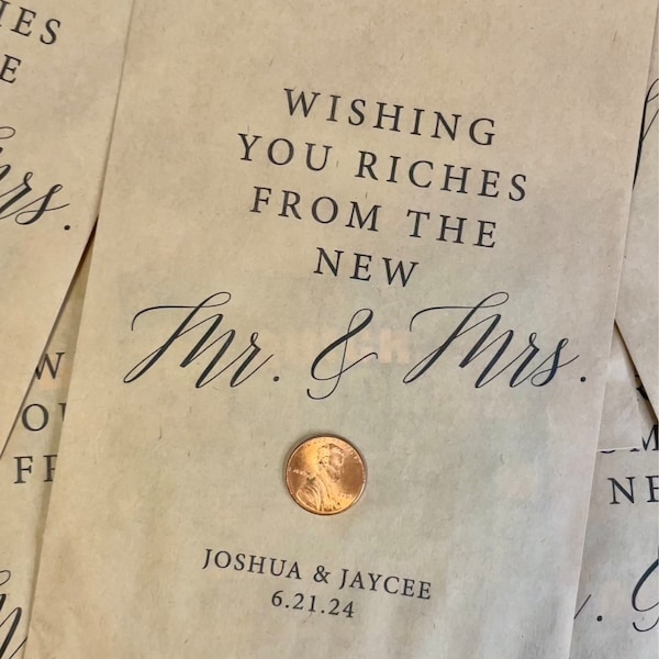 Wishing You Riches From the New Mr and Mrs Favor Bags Scratch Ticket ...