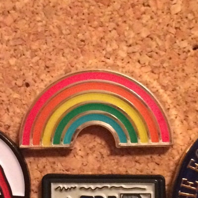 Rainbow Enamel Pin // Rainbow Lapel Pin, Pride, LGBT, Retro//ep007 - Etsy