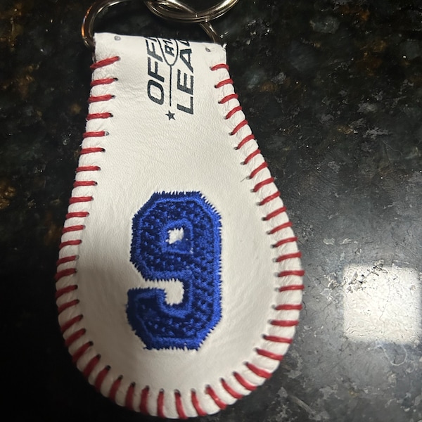 Custom Leather Embroidered Baseball Key Ring - Etsy