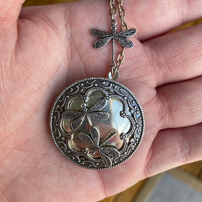 Dragonlfy Locket in Silver by Enchanted Lockets - Etsy