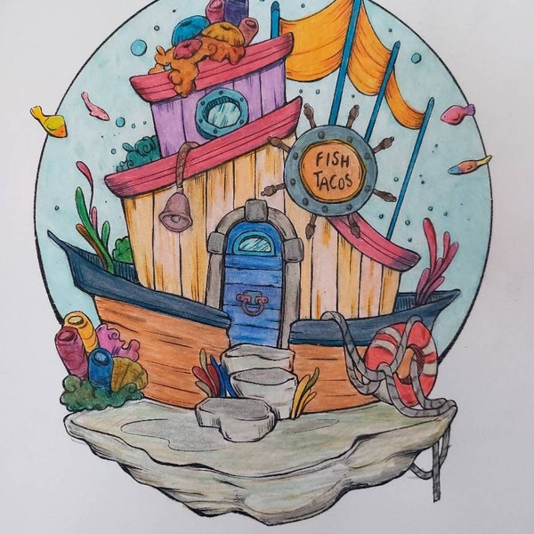Underwater World Coloring Printables, Library, Cafe, Building, Sea ...