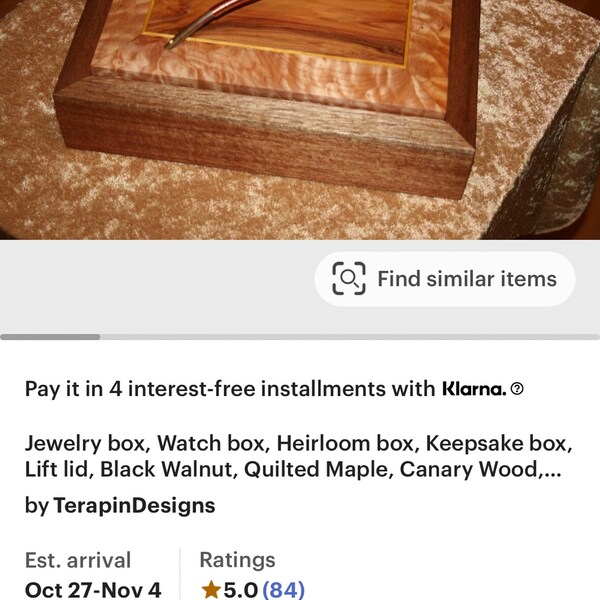 Beautiful, Large Handmade Wooden Keepsake Box With Live Edge Black ...