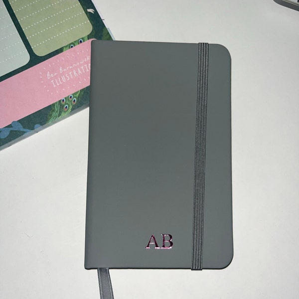 Lined Grey Notebook, Personalised A5 or A6 Notebook With Foil Printed ...