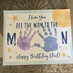 Love You to the Moon Printable Card Father Day Handprint Art - Etsy