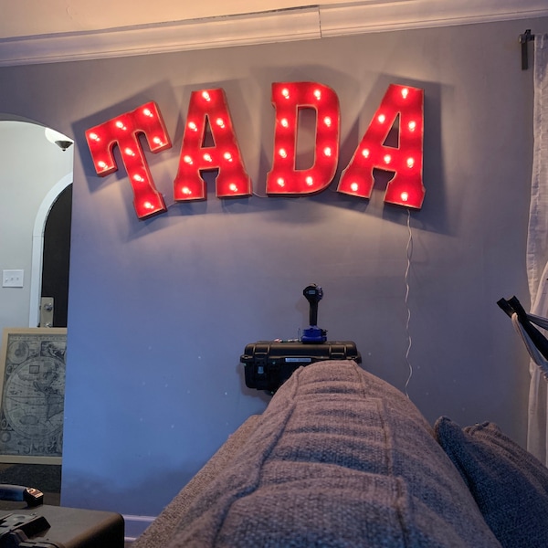 Large Red Metal Marquee Letters Light up Lighted Sign - Etsy