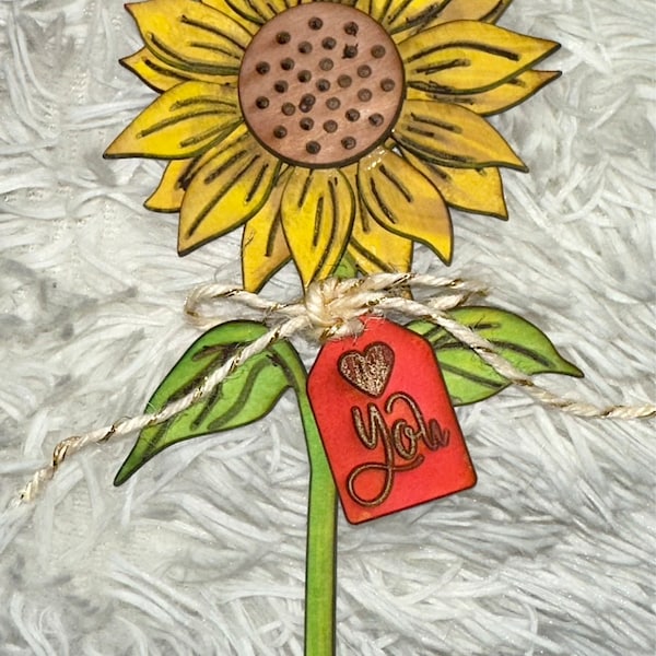 Flower Sunflower Stick With Tag for Laser Cutting in SVG and PDF ...