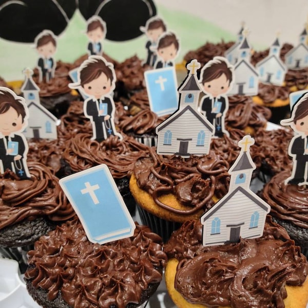 First Holy Comminion Cupcake Toppers Boy Boys First Communion 1st ...