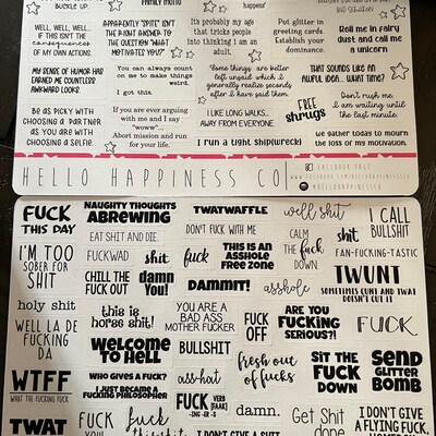 Swear Words and Insults Planner Stickers Quote Sheet - Etsy