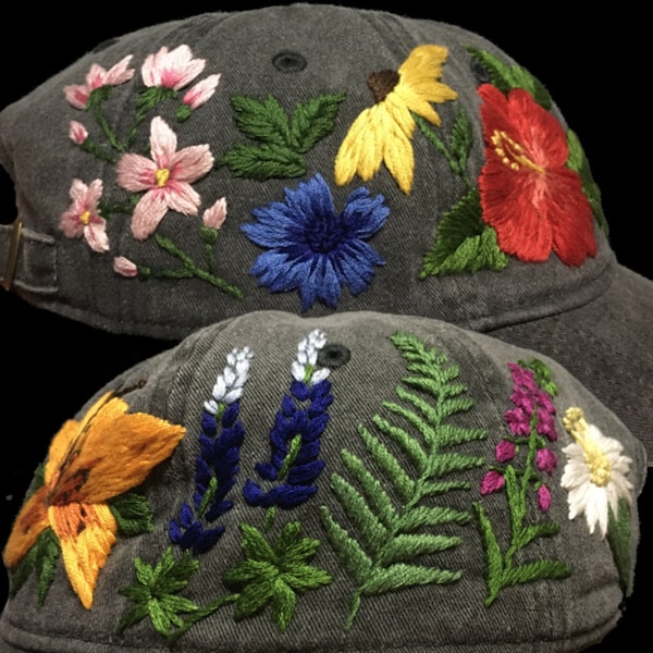 Custom Embroidered Hat, Floral Embroidery Custom Baseball Hat ...