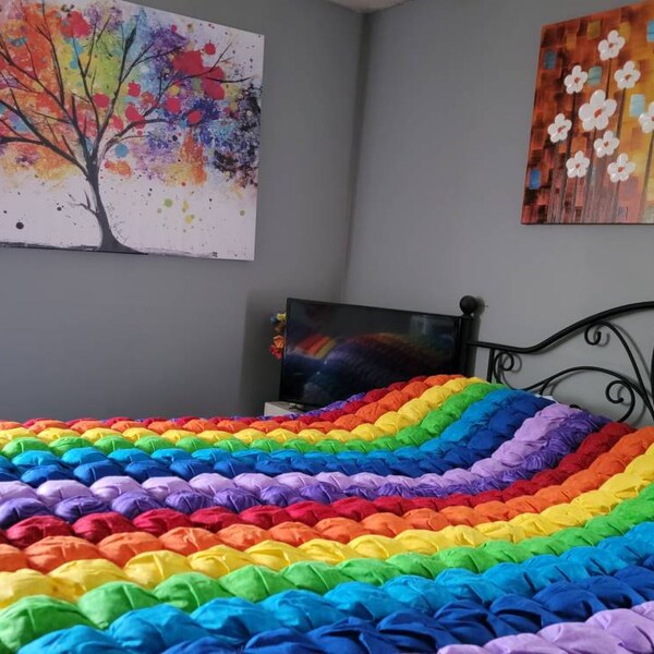 Choose Your Color Palette Variegated Puff Quilt - Twin Comforter ...