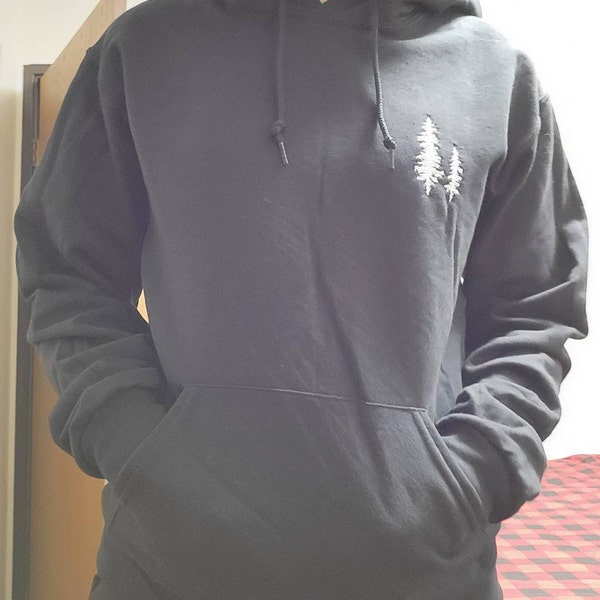 Embroidered Pine Tree Hoodie - Etsy