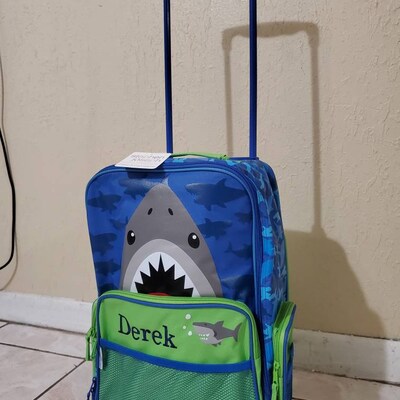 Embroidered Shark Rolling Luggage back to School, Luggage, Travel ...