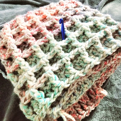 Crochet Waffle Stitch Blanket Pattern Easy Waffle Stitch Afghan Pattern ...
