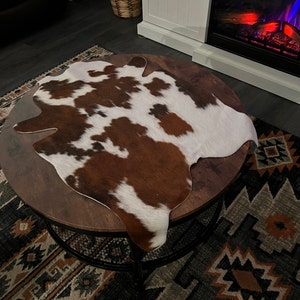 Genuine Leather Binding Cowhide Rug, Hereford Actual Size 7.0X7.4 FT ...