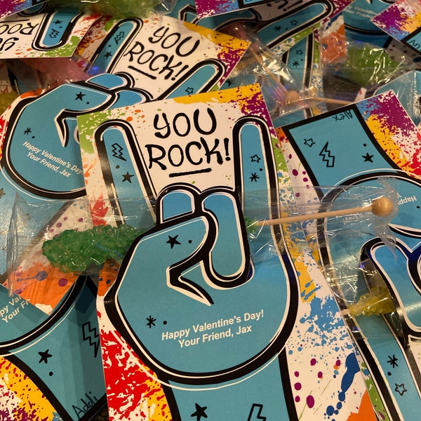 Rocker Valentine, Rock Candy Valentine, Valentine Printable, Kids ...