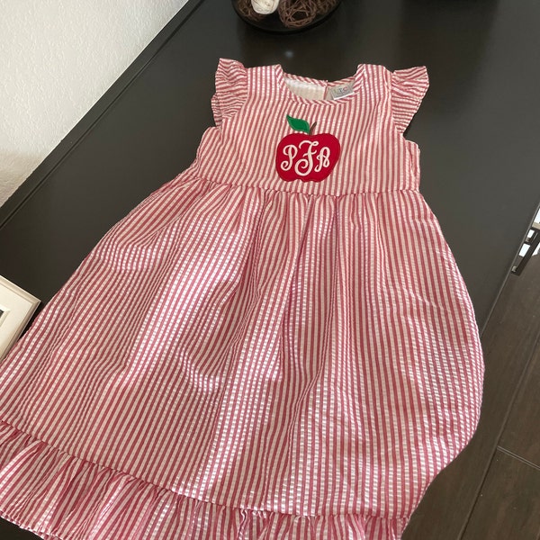 Monogram Back to School Apple Dress for Baby Toddler Girls Kids Apple ...