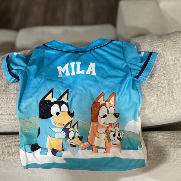 Personalized Bluey Baseball Jersey, Bluey Bingo Bandit Chilli Heeler ...