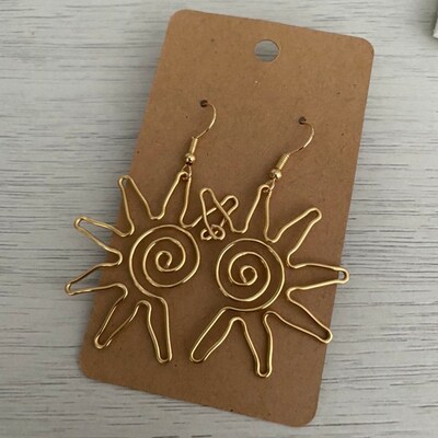 Star and Moon Wire Earrings - Etsy